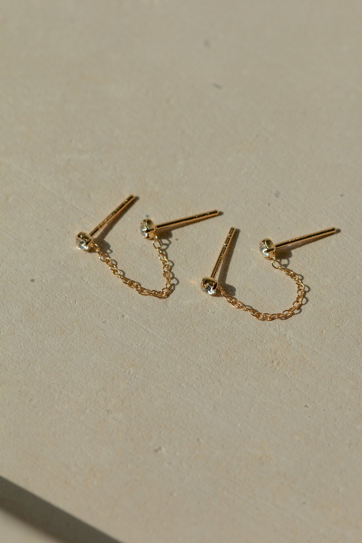 Double piercing earrings, multiple piercing connected earrings with ...